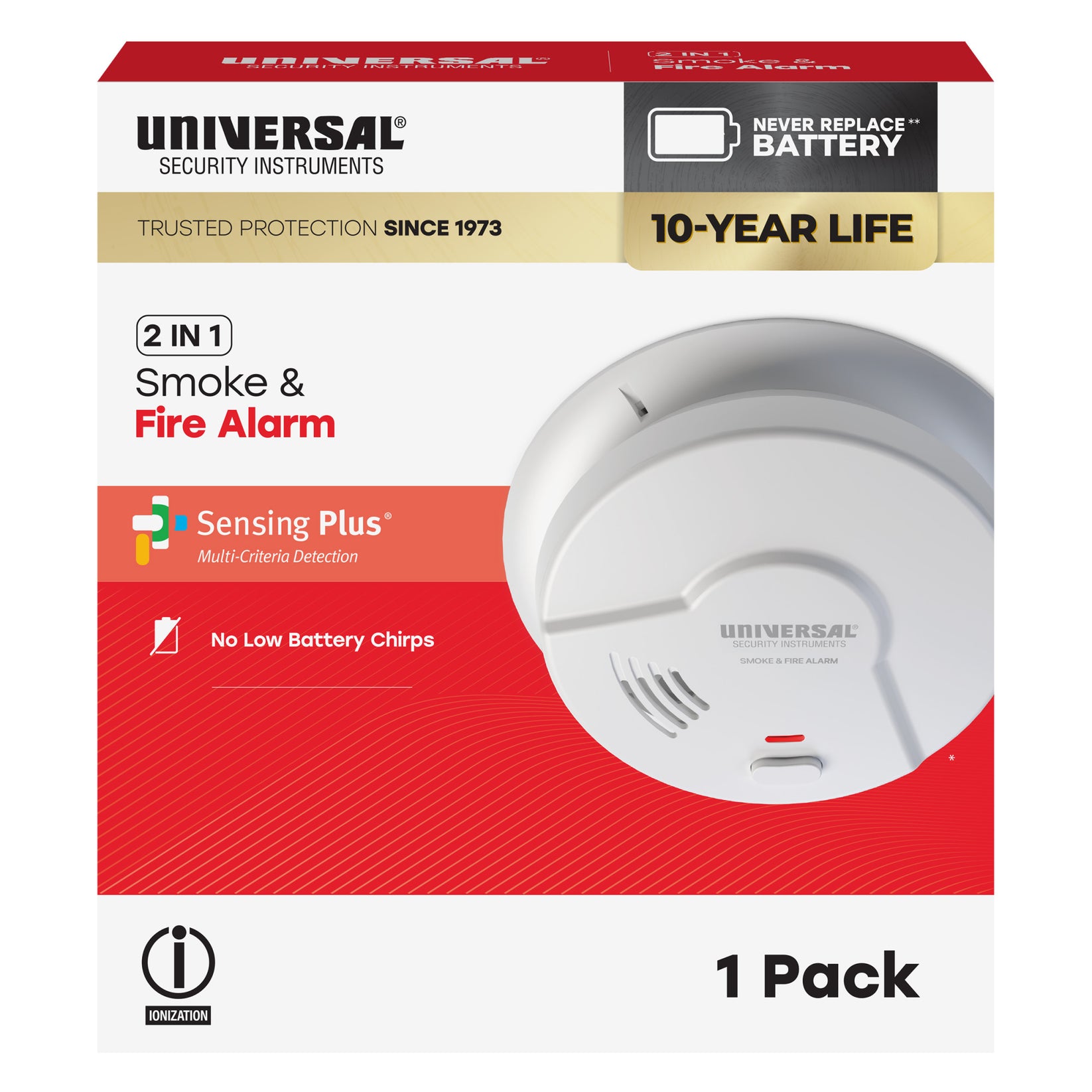 10-Year Battery Smoke & Fire Alarm – Universal Security Instruments